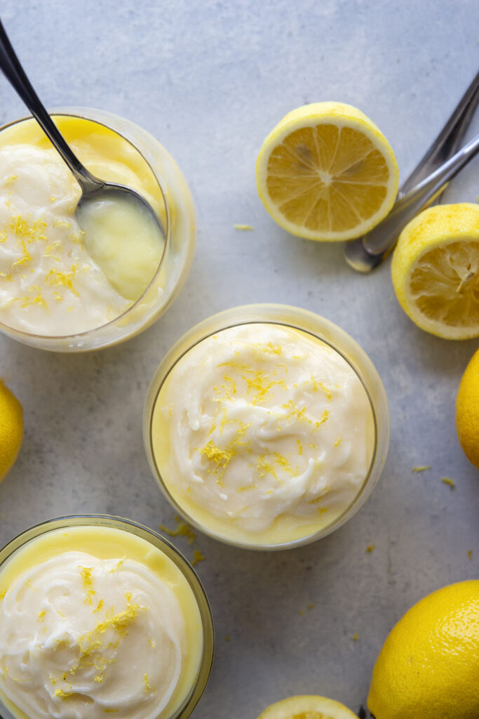 Lemon Pudding with Cream Cheese Frosting