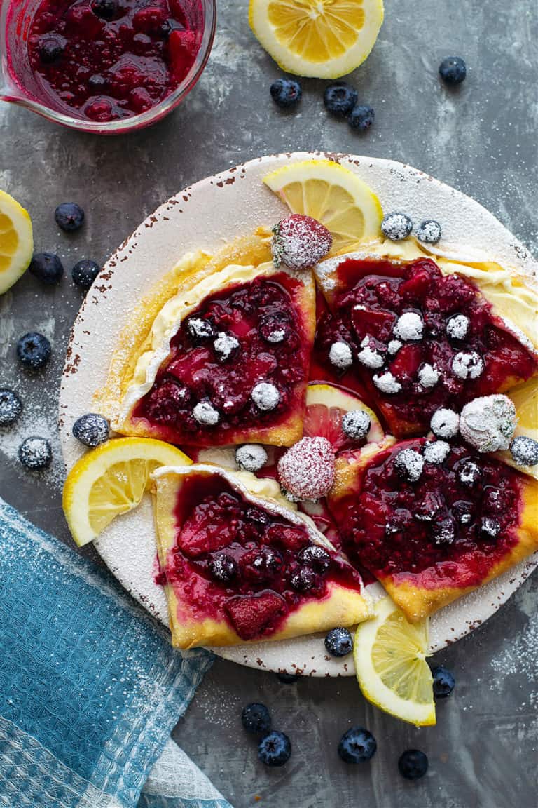 Mixed Berry Cream Cheese Crepes