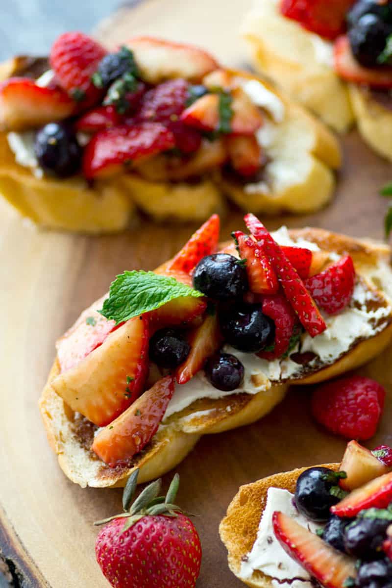 Mixed Berry Cream Cheese Breakfast Bruschetta