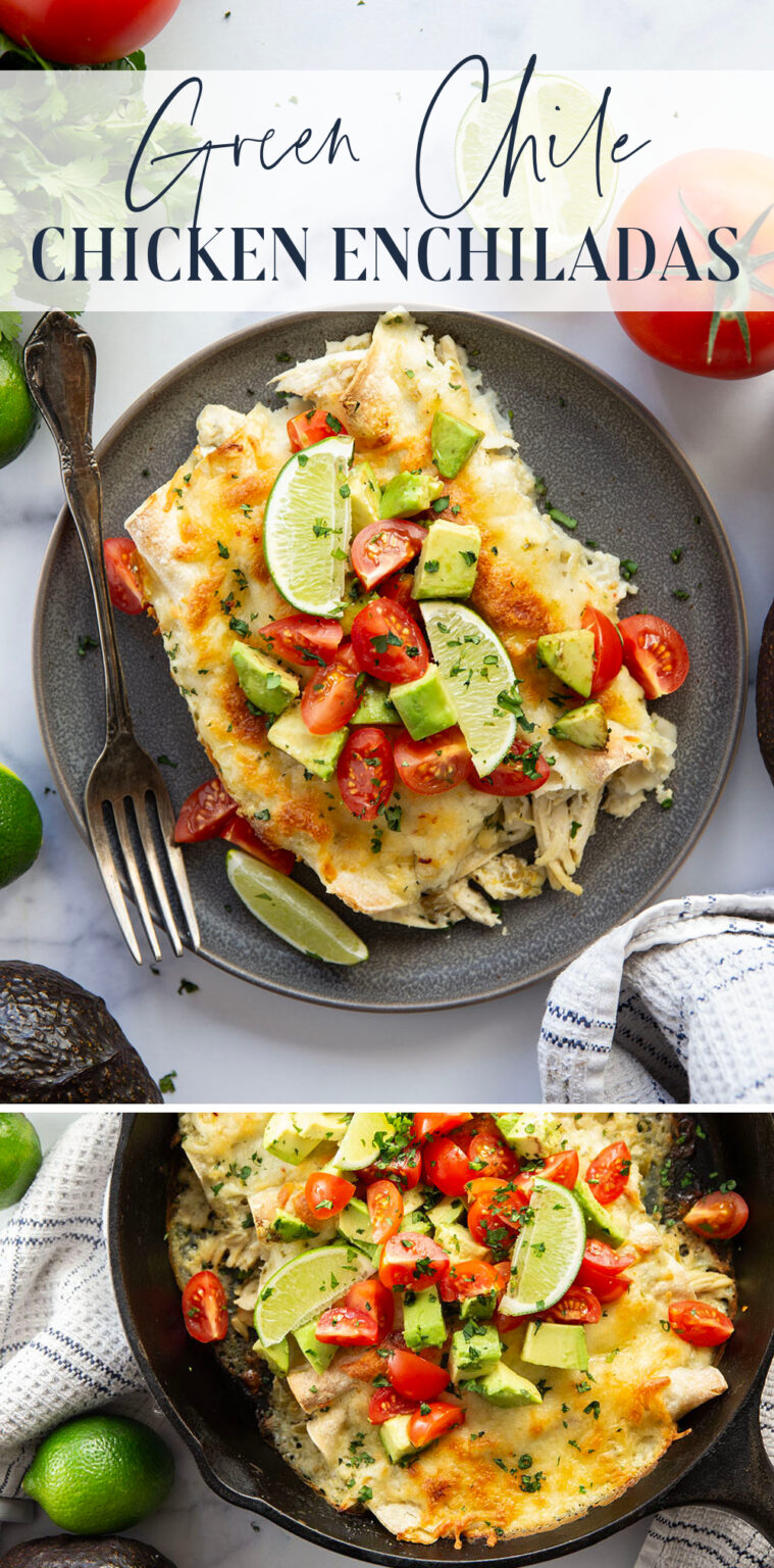 Skillet Green Chile Chicken Enchiladas
