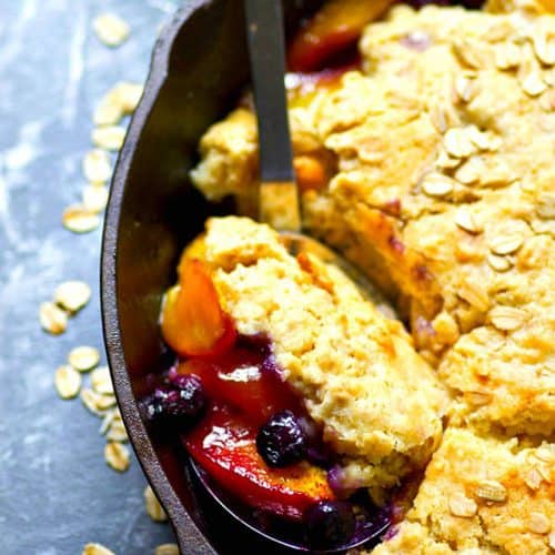 Breakfast Peach Blueberry Oatmeal Cobbler