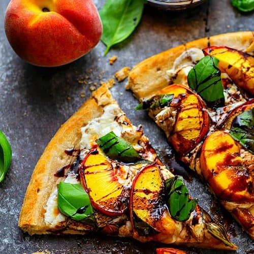 Balsamic Peach Caprese Pizza