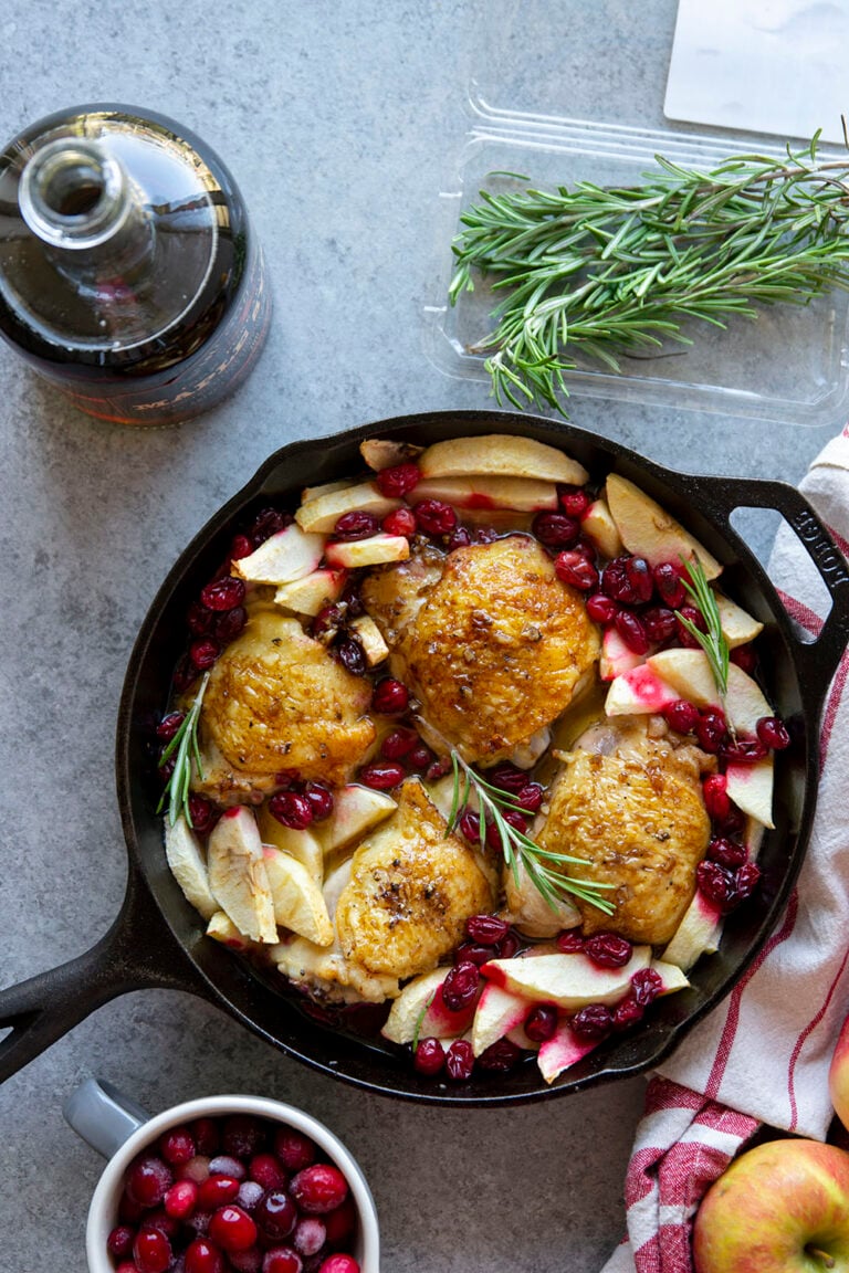 Maple-Glazed Roast Chicken with Apples and Cranberries