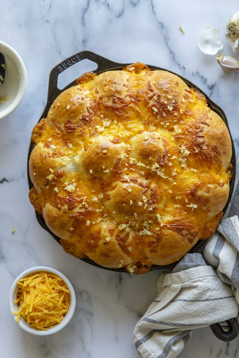 Garlic Cheddar Skillet Dinner Rolls - Whole and Heavenly Oven