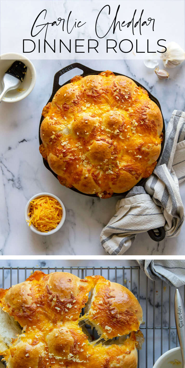 Garlic Cheddar Skillet Dinner Rolls - Whole and Heavenly Oven