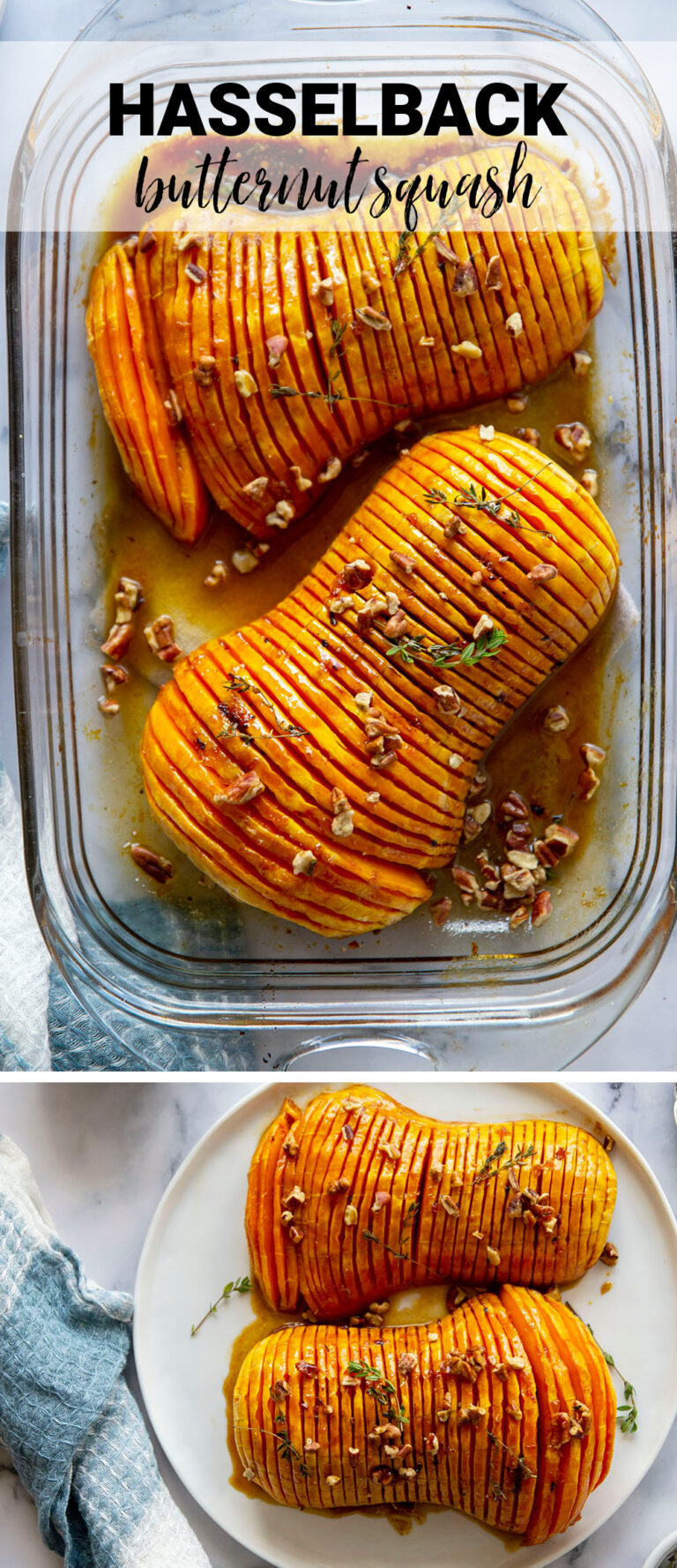 Hasselback Butternut Squash with Maple Browned Butter Sauce