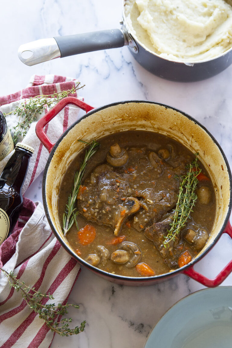 Guinness Pot Roast with Browned Butter Mashed Potatoes