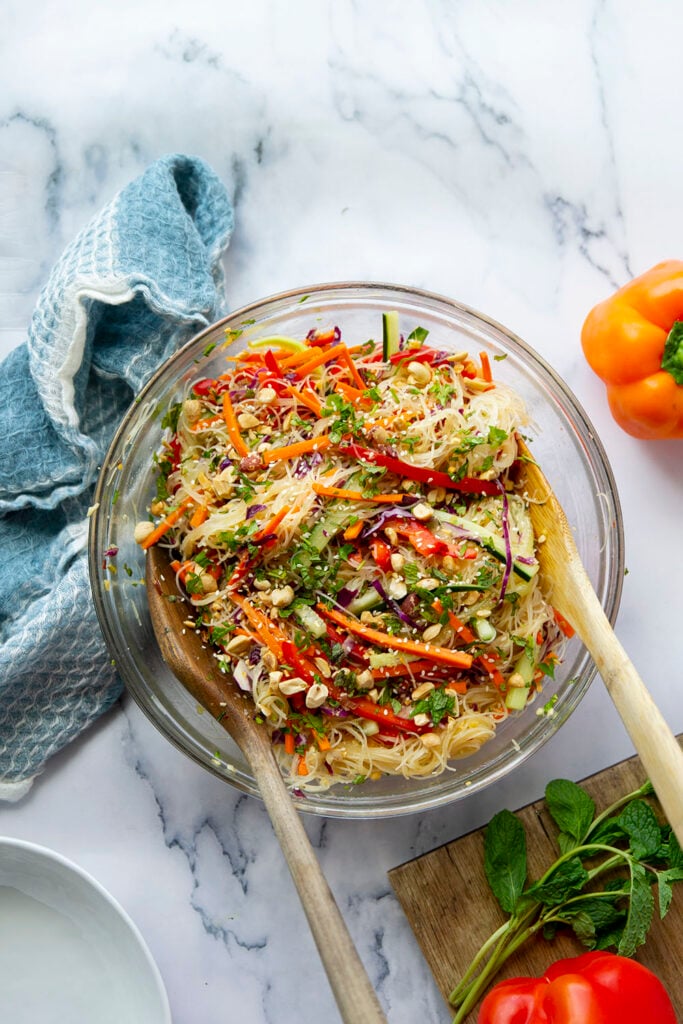 Spring Roll Salad with Spicy Ginger Dressing