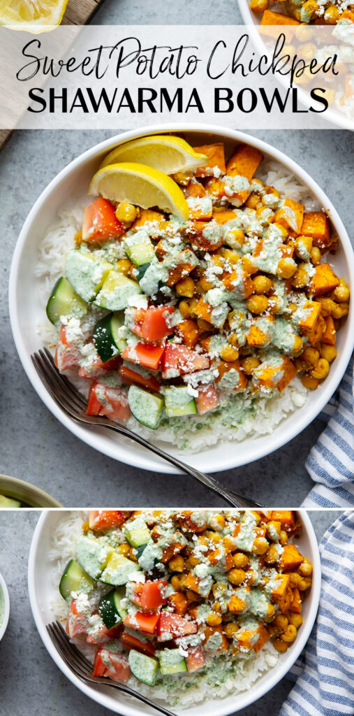 Sweet Potato Chickpea Shawarma Bowls