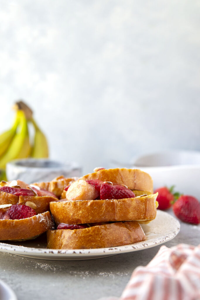 Amaretto French Toast with Caramelized Strawberry Banana Sauce