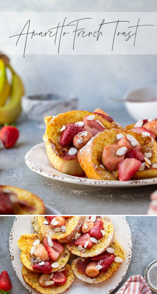 Amaretto French Toast with Caramelized Strawberry Banana Sauce
