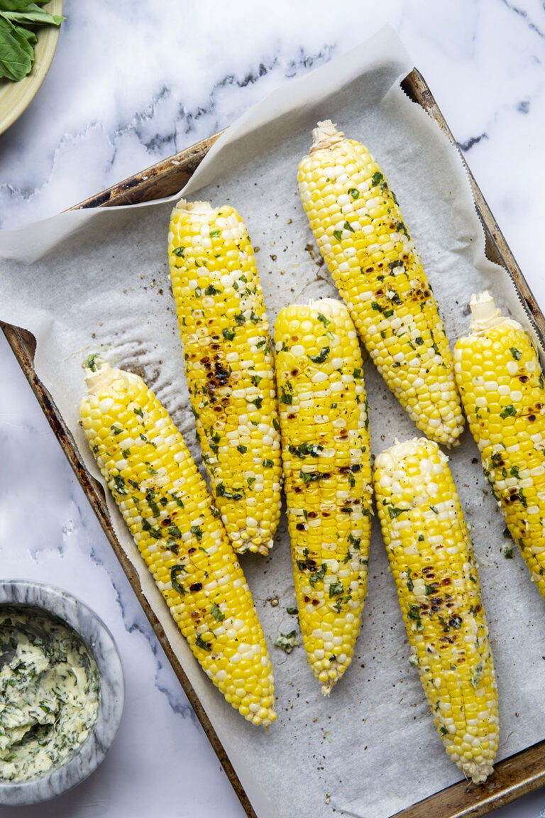 Grilled Corn on the Cob with Basil Butter