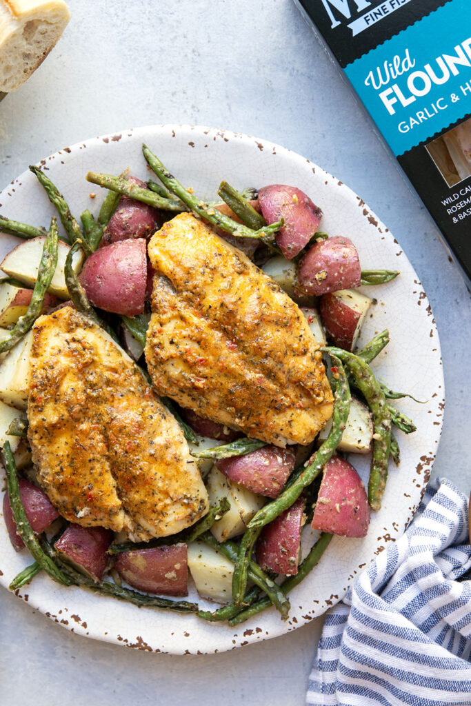 Garlic Herb Baked Flounder with Red Potatoes