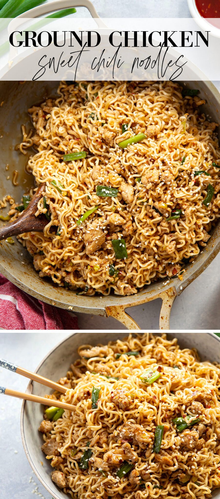 Ground Chicken Sweet Chili Noodles