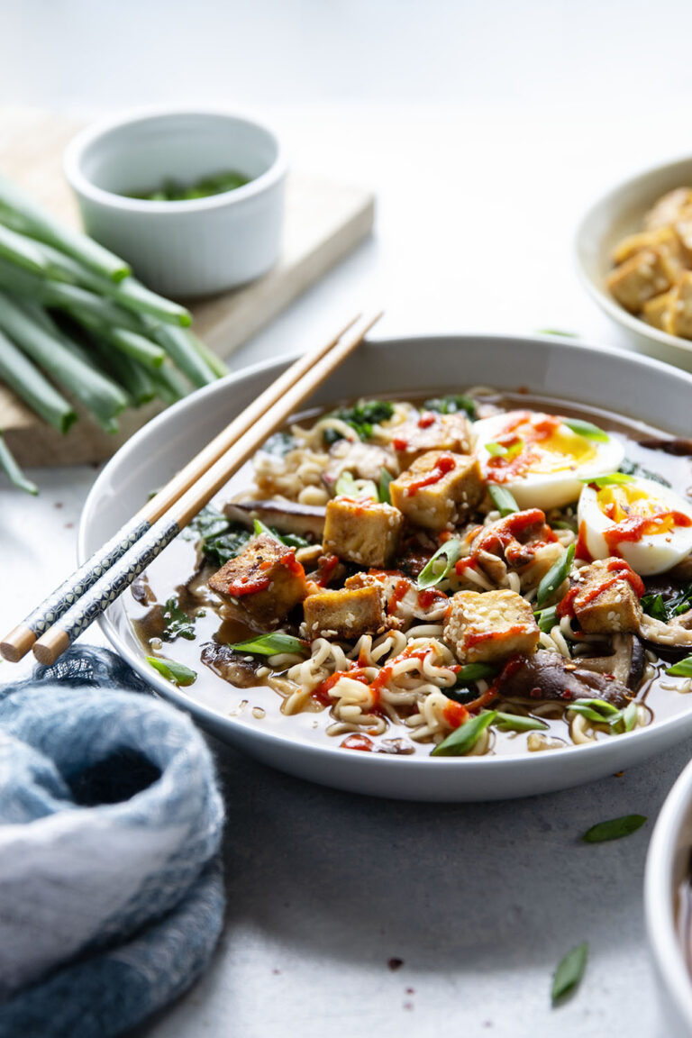 Shiitake Mushroom Ramen with Crispy Sesame Tofu