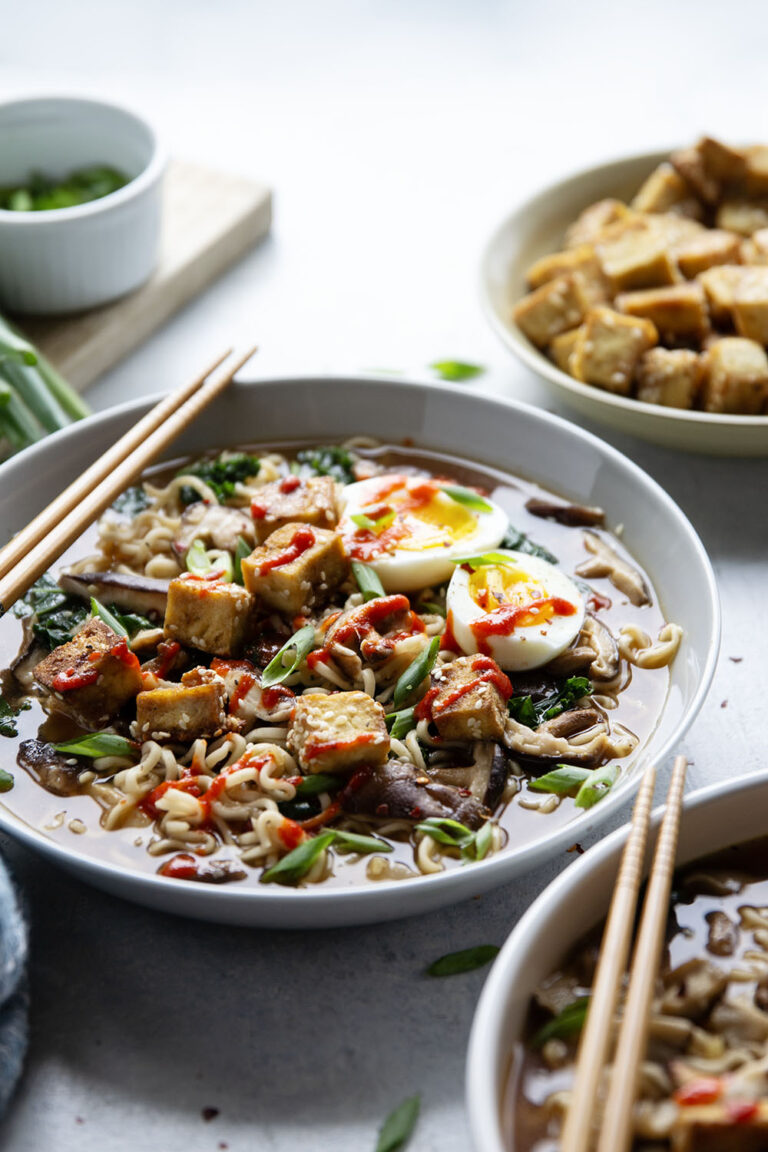 Shiitake Mushroom Ramen with Crispy Sesame Tofu