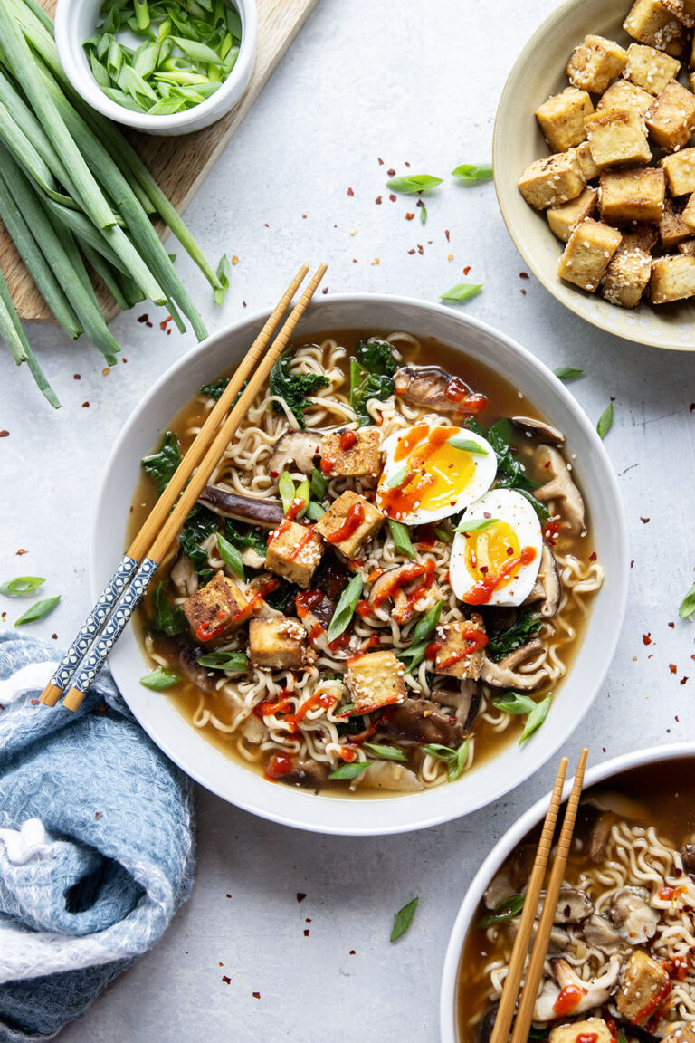 Shiitake Mushroom Ramen with Crispy Sesame Tofu