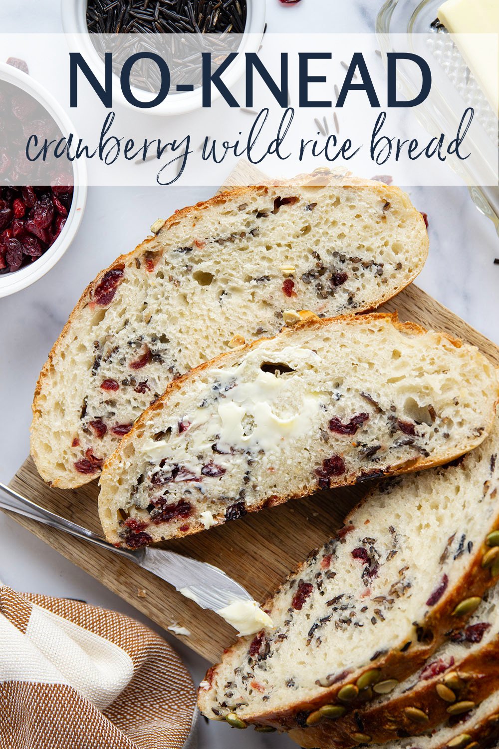 No-Knead Cranberry Wild Rice Bread