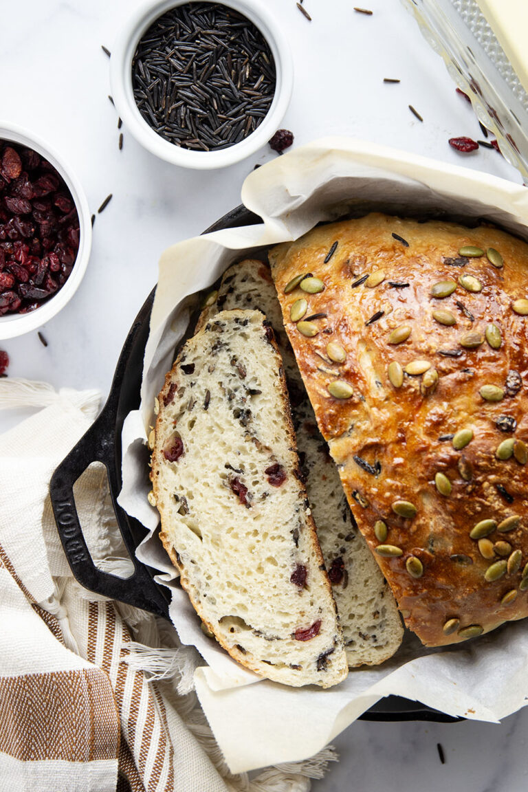 No-Knead Cranberry Wild Rice Bread