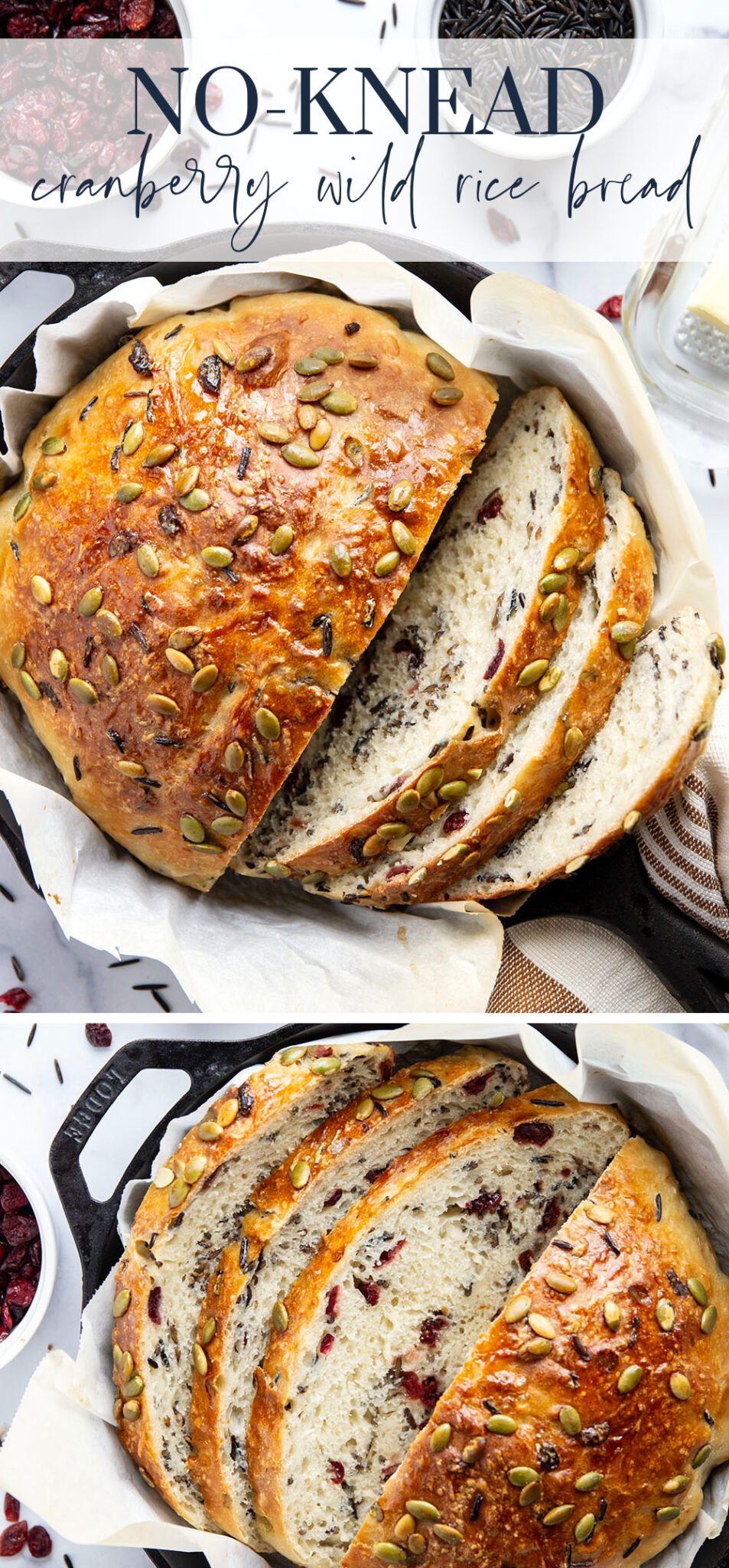 No-Knead Cranberry Wild Rice Bread