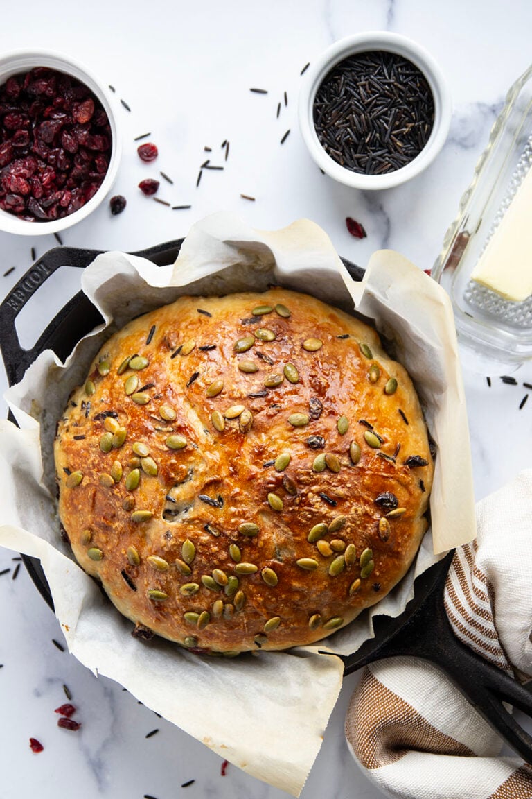 No-Knead Cranberry Wild Rice Bread