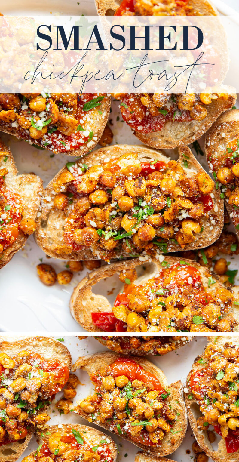 Smashed Chickpea Toast with Cherry Tomato Compote - Whole and Heavenly Oven