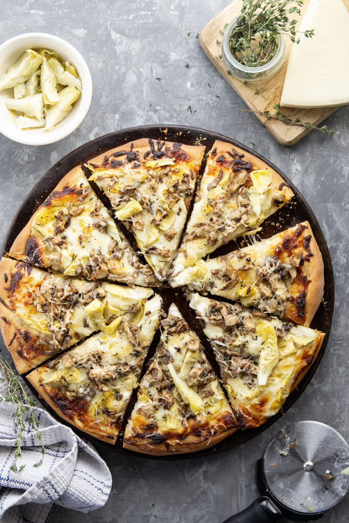Asiago Shiitake Mushroom Artichoke Pizza