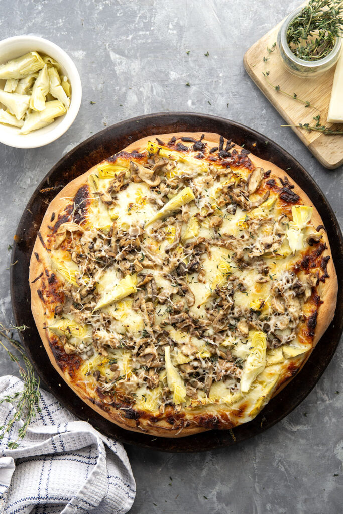 Asiago Shiitake Mushroom Artichoke Pizza