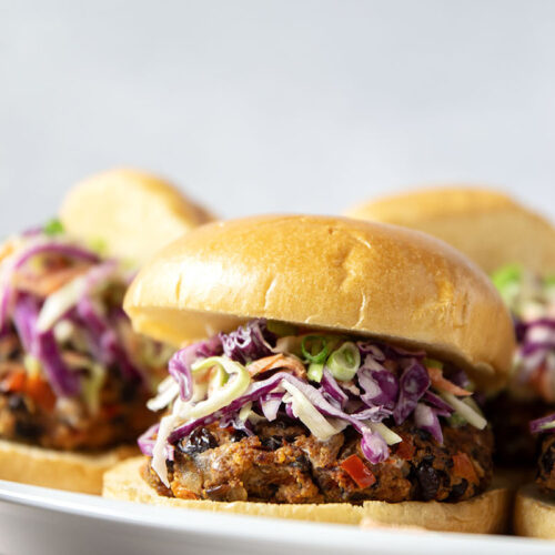 Chipotle Black Bean Burgers with Buttermilk Slaw