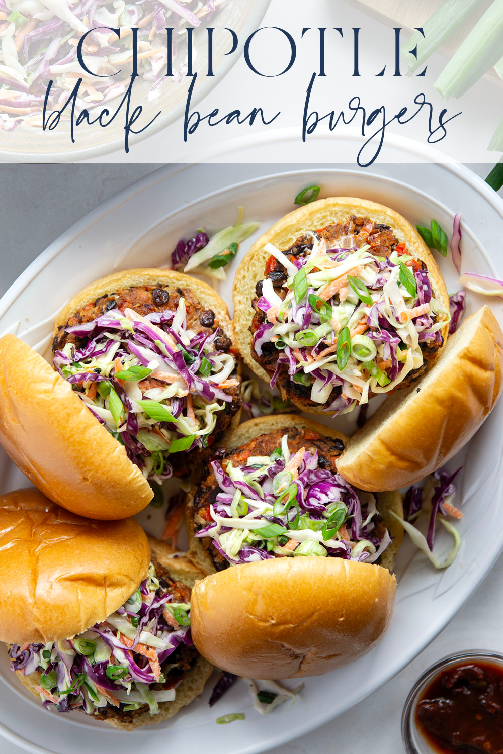 Chipotle Black Bean Burgers with Buttermilk Slaw