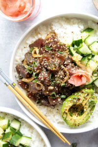Ginger Soy Ahi Tuna Poke Bowls - Whole and Heavenly Oven