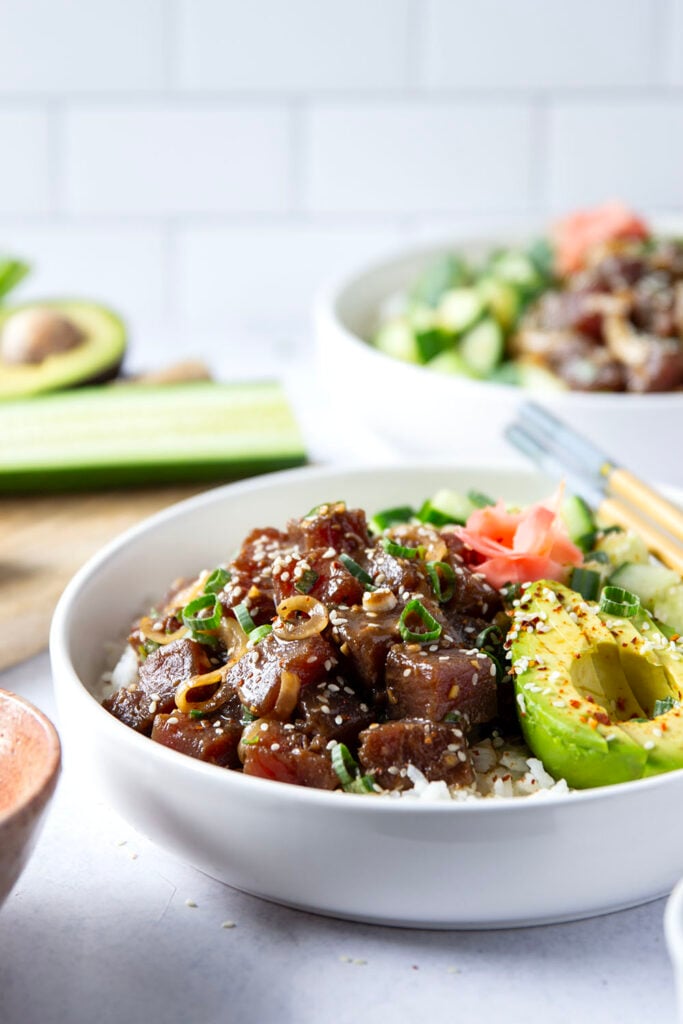 Ginger Soy Ahi Tuna Poke Bowls - Whole and Heavenly Oven
