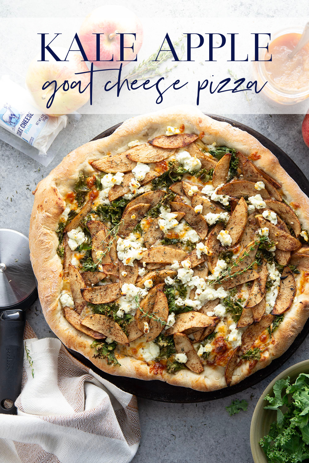 Kale Apple Goat Cheese Pizza