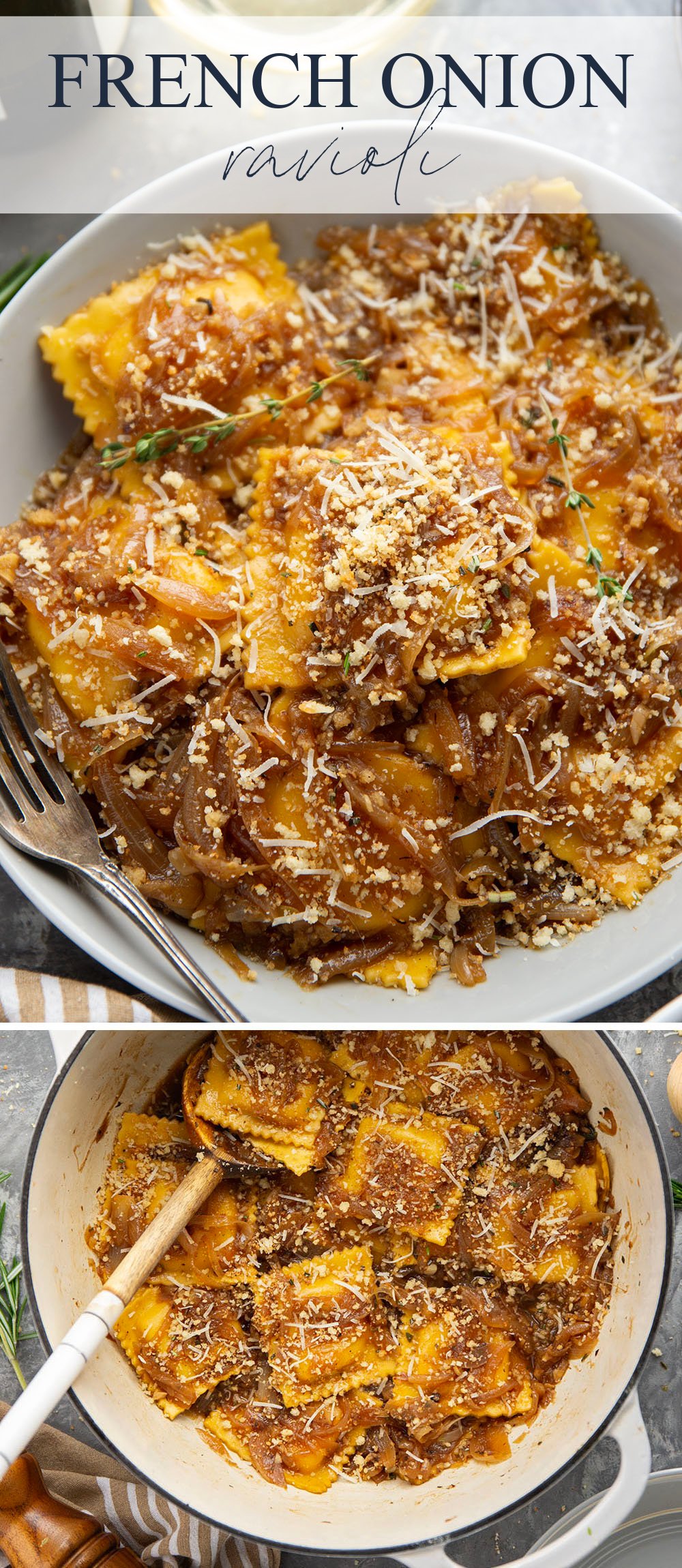 French Onion Ravioli with Asiago Breadcrumbs