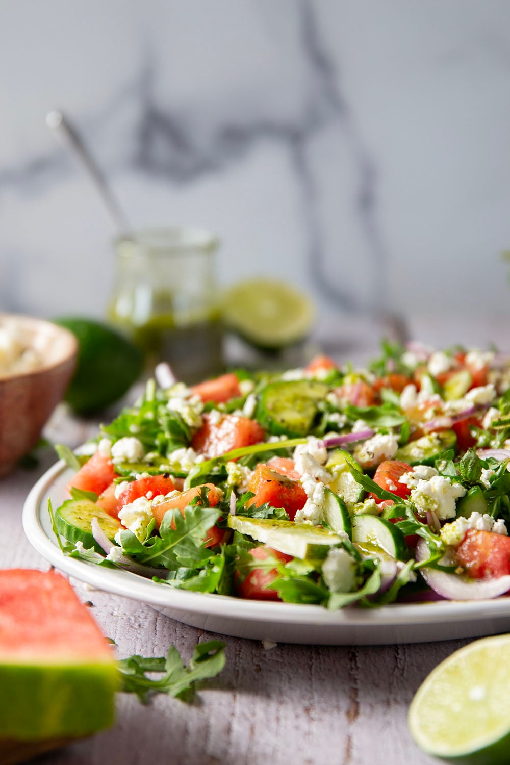 Watermelon Feta Cucumber Salad