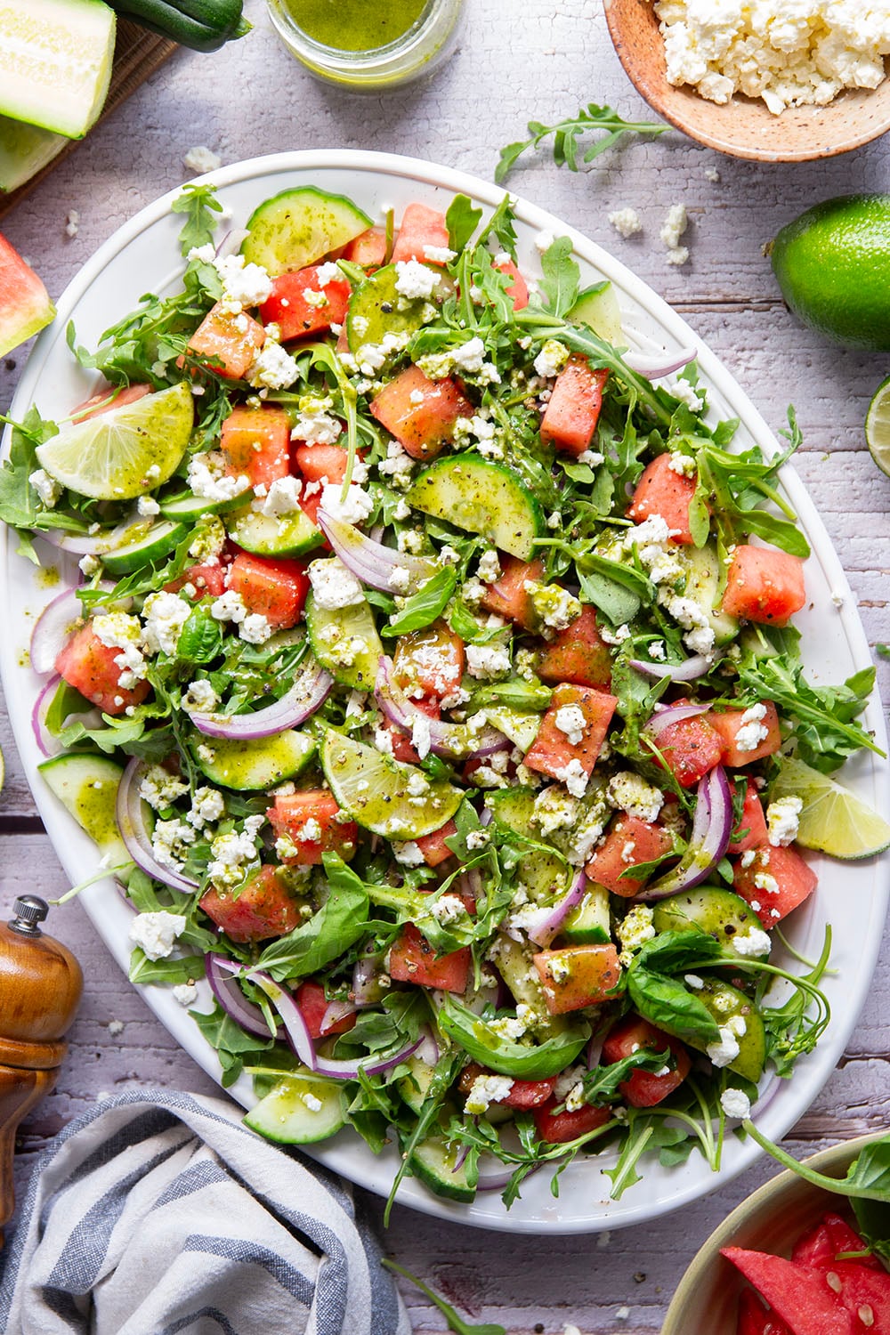 Watermelon Feta Cucumber Salad