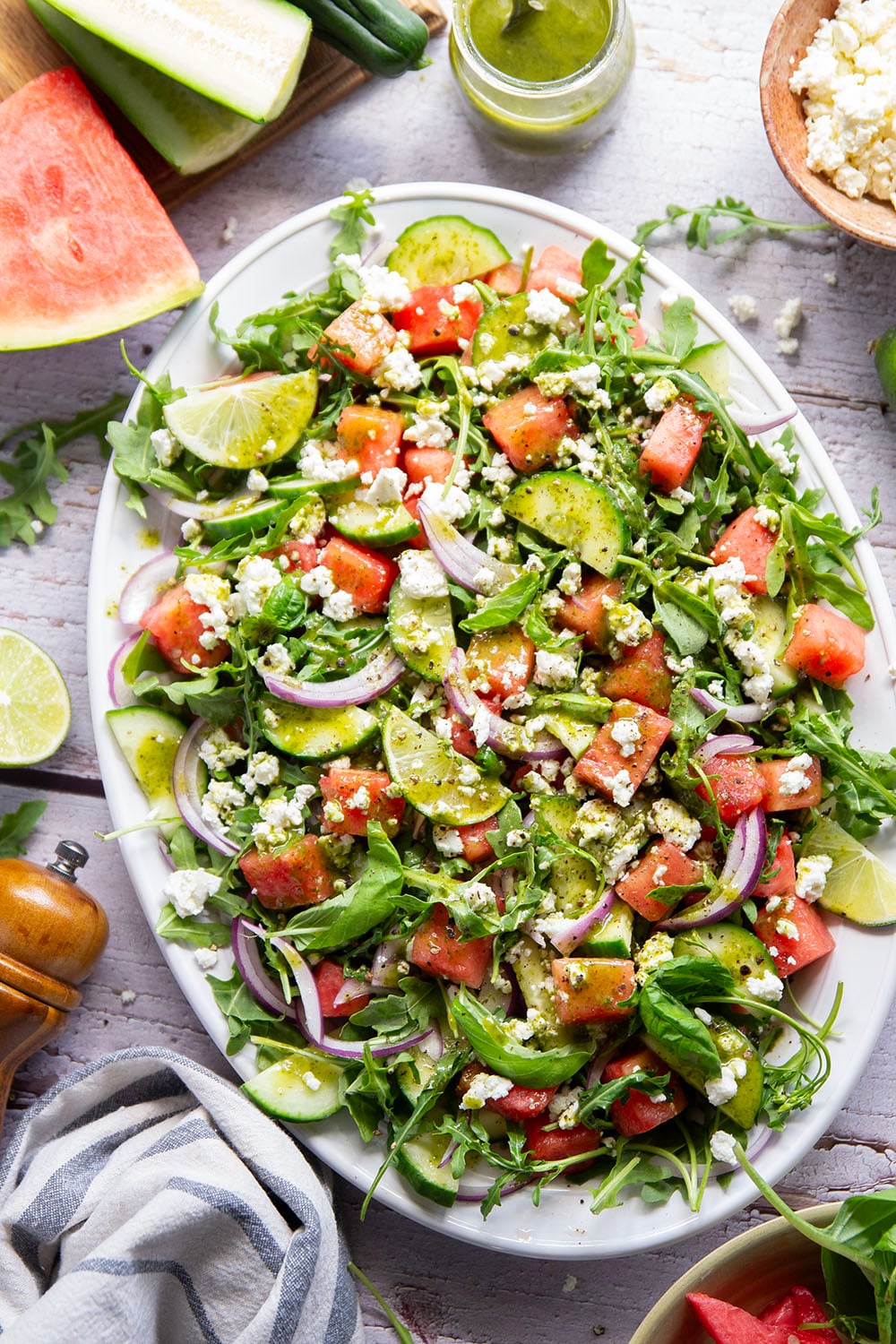 Watermelon Feta Cucumber Salad